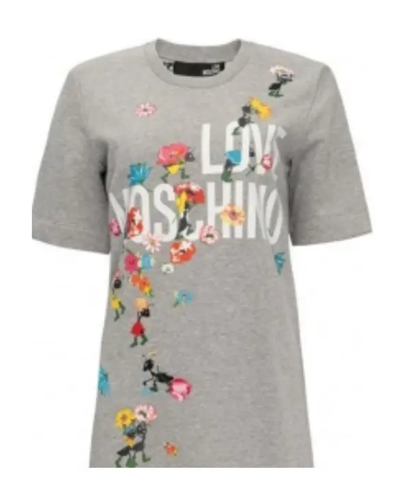 Moschino Grey Printed Short Sleeve Dress