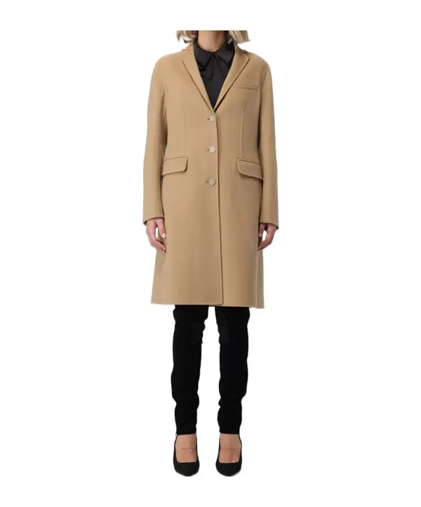 Emporio Armani Classic Lapel Long-sleeved Coat - Nude
