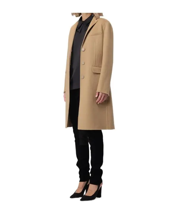 Emporio Armani Classic Lapel Long-sleeved Coat - Nude