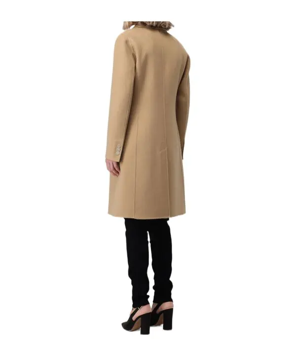 Emporio Armani Classic Lapel Long-sleeved Coat - Nude
