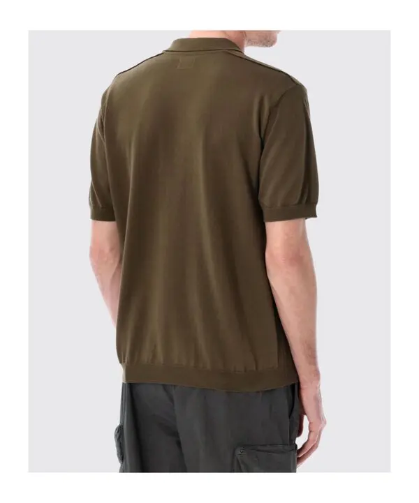 C.P. COMPANY Short-sleeve Knit Polo Shirt - Dark Olive
