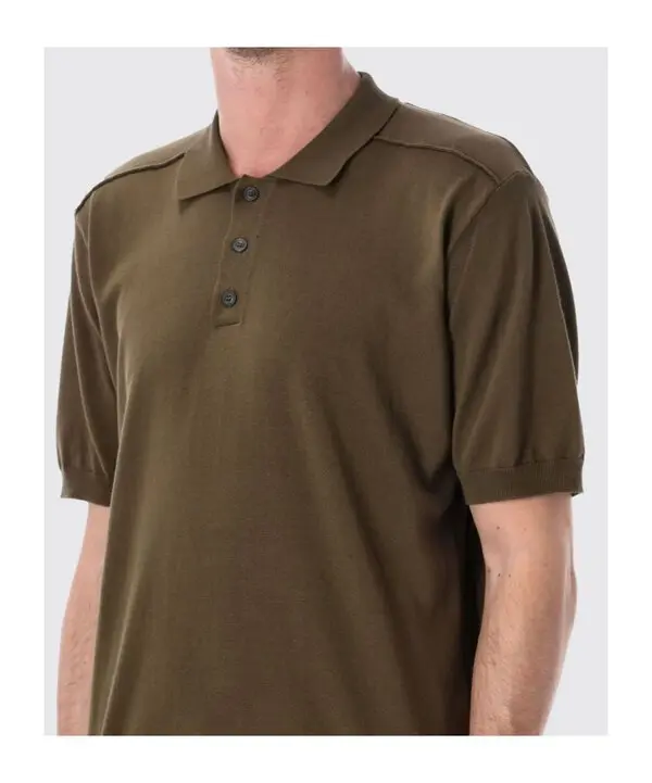 C.P. COMPANY Short-sleeve Knit Polo Shirt - Dark Olive