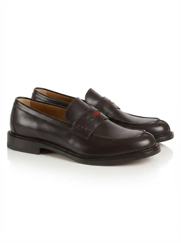 Gucci Web-stripe Leather Loafers