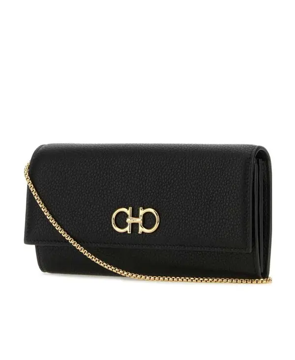 FERRAGAMO Gancini Plaque Leather Clutch Bag