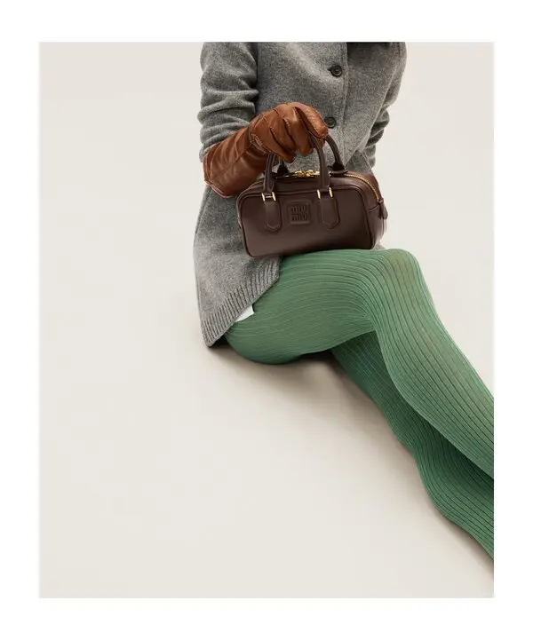 Miu Miu Arcadie Leather Top Handle Bag - Heather