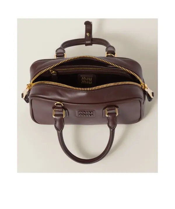 Miu Miu Arcadie Leather Top Handle Bag - Heather