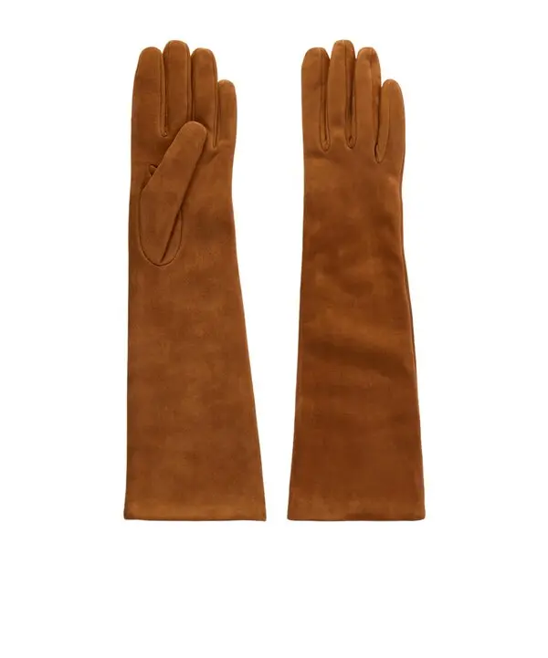Nour Hammour Suede Gloves - Tan
