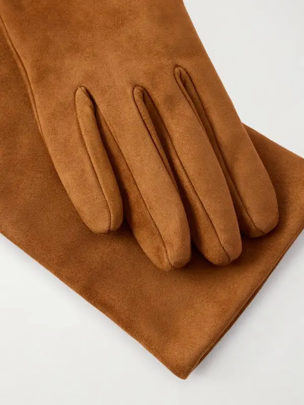 Nour Hammour Suede Gloves - Tan