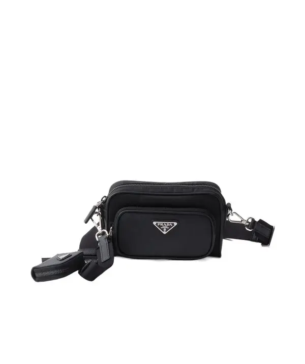 Prada Re-nylon And Saffiano Leather Shoulder Bag - Black