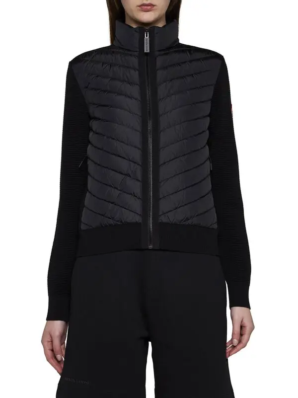 Canada Goose Padded Cardigan With Logo Patch - Black