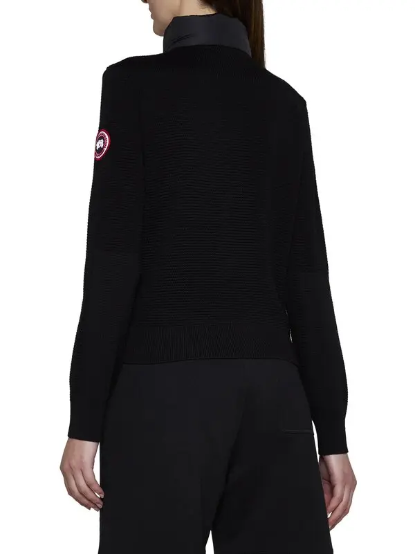 Canada Goose Padded Cardigan With Logo Patch - Black