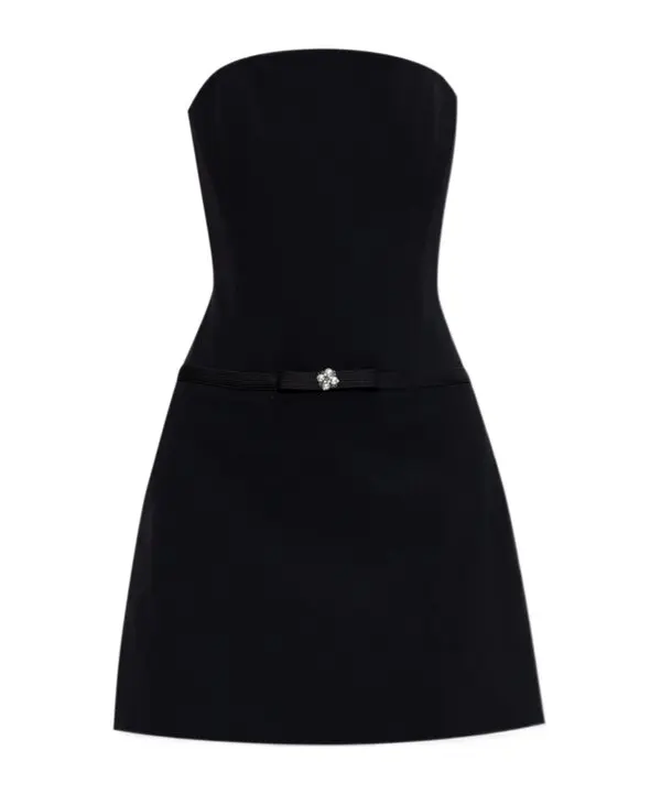 Versace Strapless Mini Dress With Embellished Bow Detail