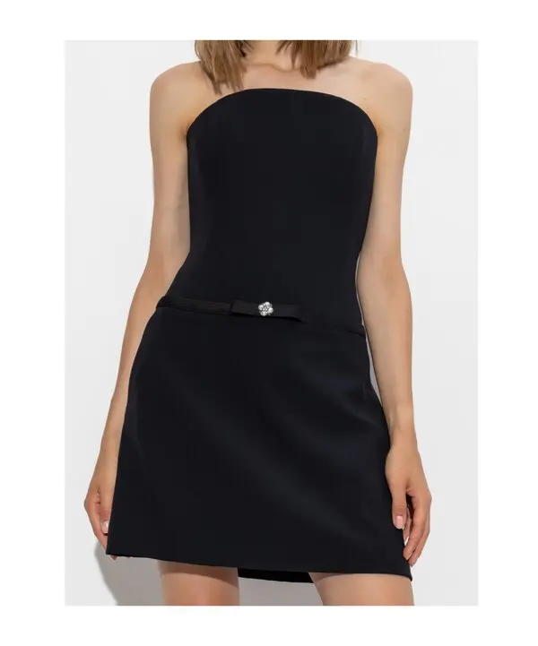 Versace Strapless Mini Dress With Embellished Bow Detail