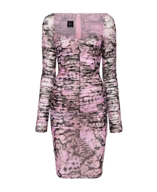 Pinko Floral Printed Ruched Midi Dress - Multicolor