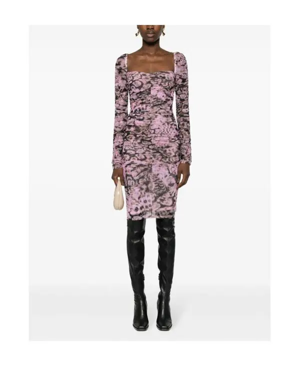 Pinko Floral Printed Ruched Midi Dress