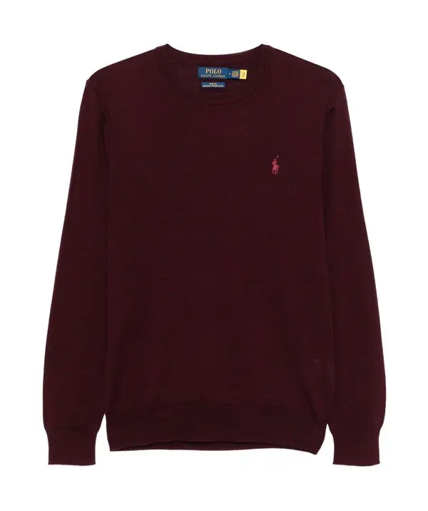 Polo Ralph Lauren Embroidered Crewneck Jumper - Cla Wine