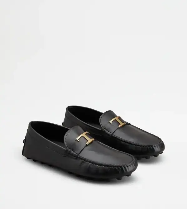 TOD'S Gommino Logo Plaque Loafers - Black