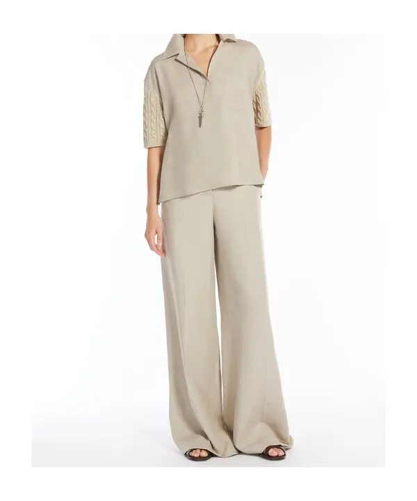 Max Mara Sequoia Pleat Detailed Wide-leg Trousers - Beige