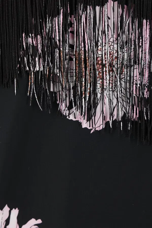 Prada Rose-printed Long-sleeved Fringed Shirt - Pink