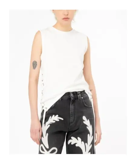 Pinko Lace-up Sleeveless Tank Top