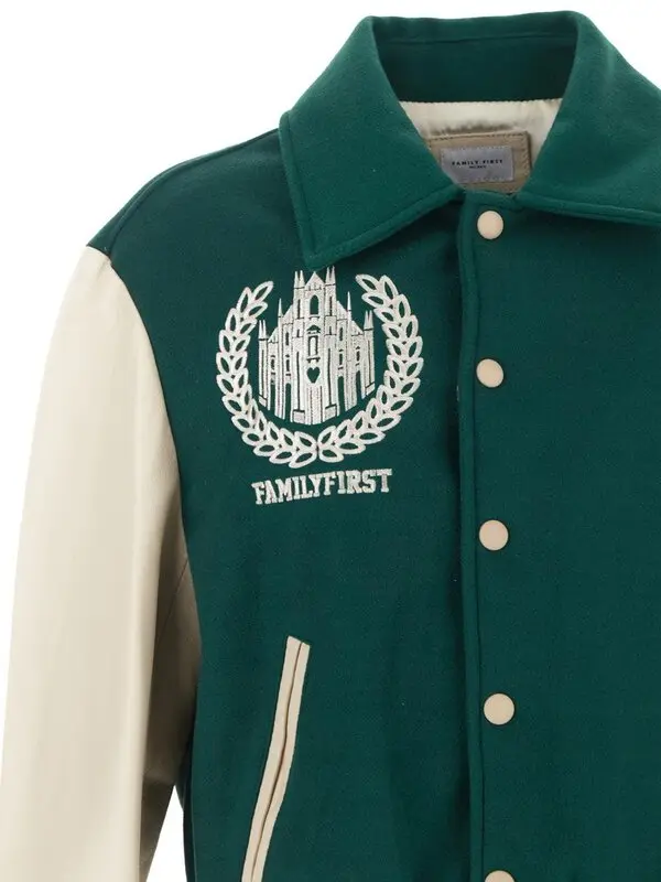 FAMILY FIRST Varsity Bomber Jacket With Embroidered Logo