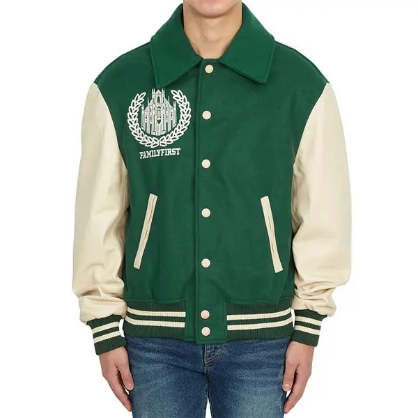 FAMILY FIRST Varsity Bomber Jacket With Embroidered Logo