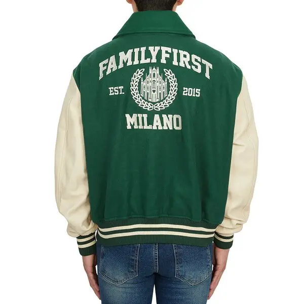 FAMILY FIRST Varsity Bomber Jacket With Embroidered Logo