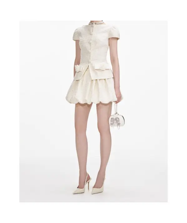 SELF-PORTRAIT Boucle Bow Detail Mini Dress