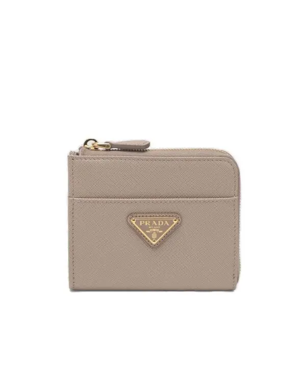 Prada Triangle-logo Zipped Wallet - Nude