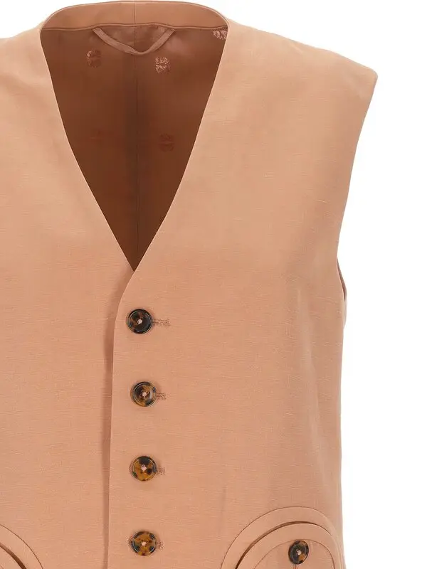 BLAZÉ MILANO Sleeveless V-neck Buttoned Vest