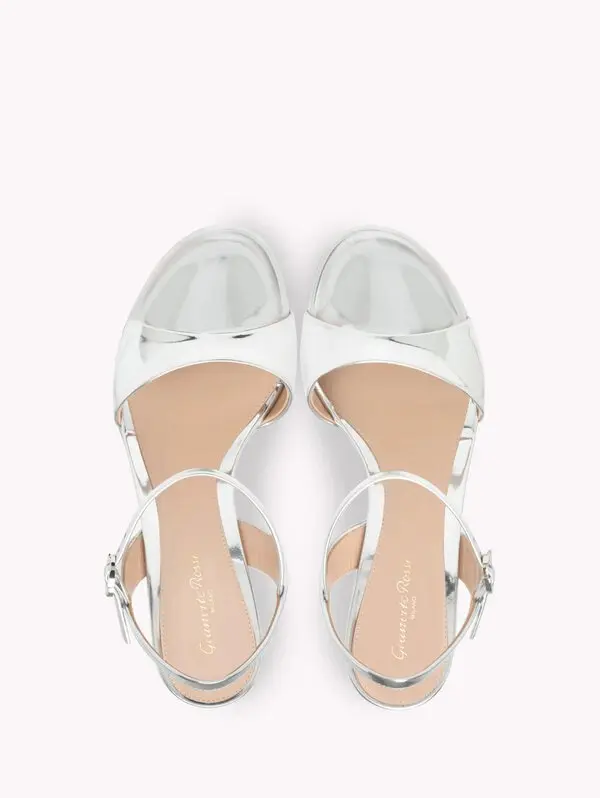 GIANVITO ROSSI Marlena Metallic Leather Platform Sandals - Silver