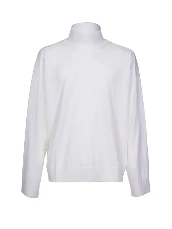 Bottega Veneta Logo Embroidered Turtleneck Jumper - White