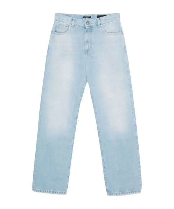 Balmain Straight Leg Washed Denim Jeans