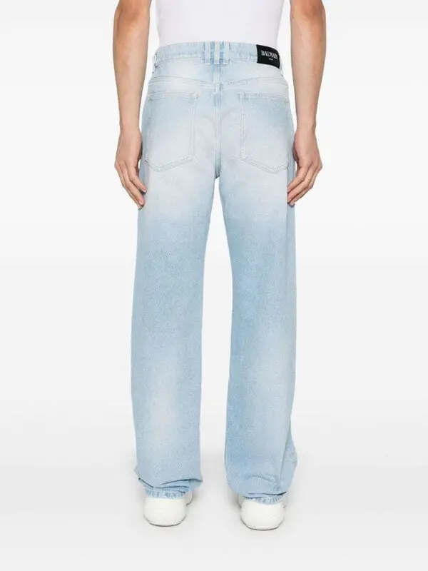 Balmain Straight Leg Washed Denim Jeans