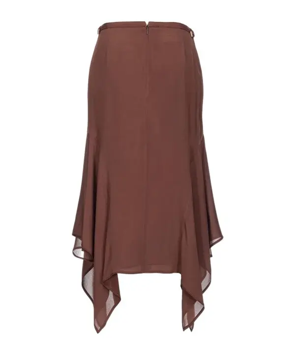 Pinko Flowing Asymmetrical Hem Skirt With Belt Detail