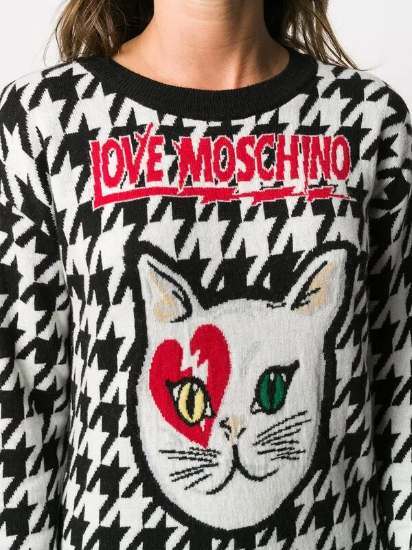 Moschino Jacquard Knit Dress With Cat Motif