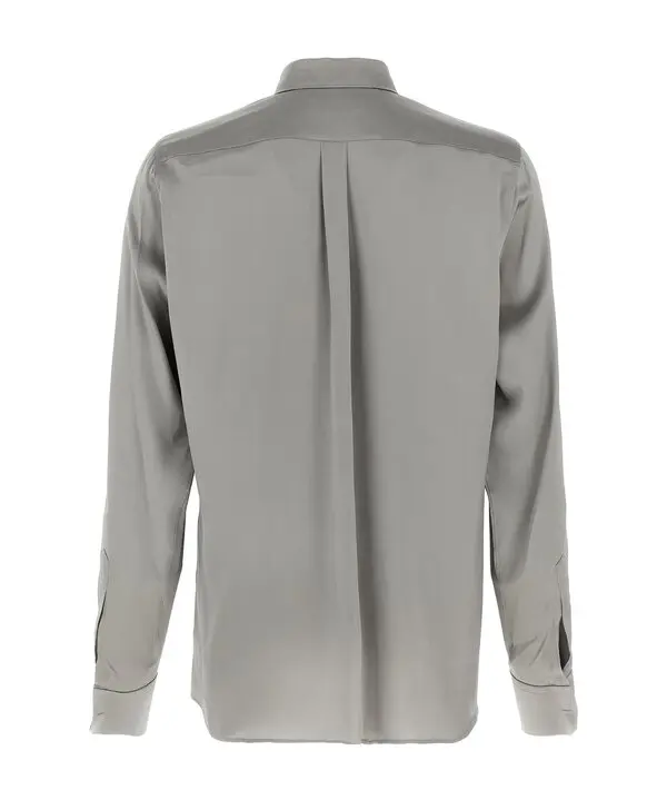 Dolce & Gabbana Dolce Gabbana Curved Hem Satin Shirt - Grey