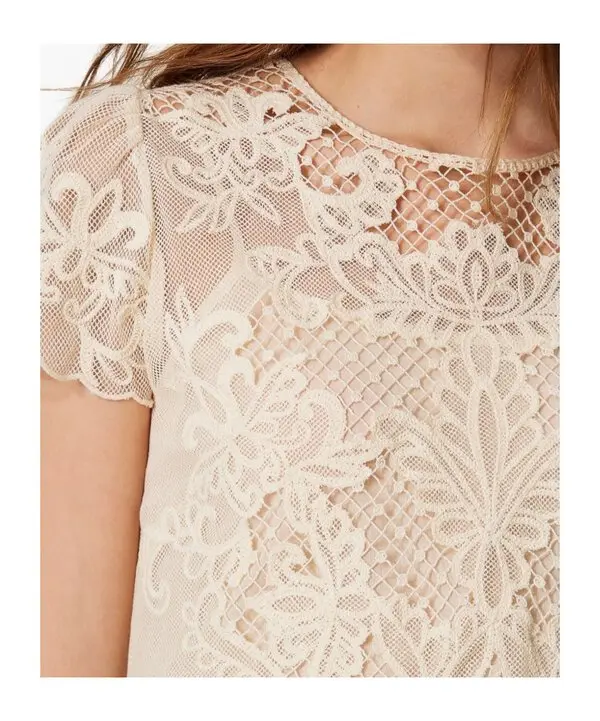 TWINSET Lace Short Sleeve Top - White