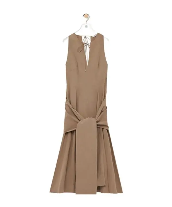 Loewe Sleeveless Wrap Dress With Keyhole And Lace-up Closure - Light Brown