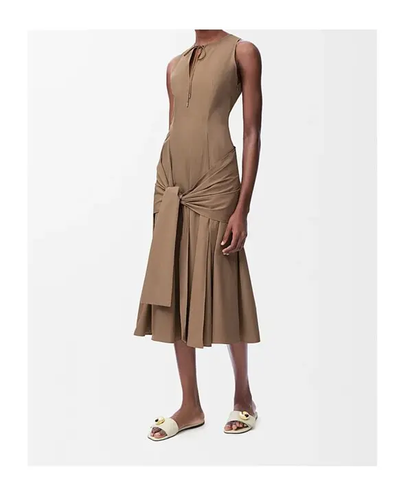 Loewe Sleeveless Wrap Dress With Keyhole And Lace-up Closure - Light Brown