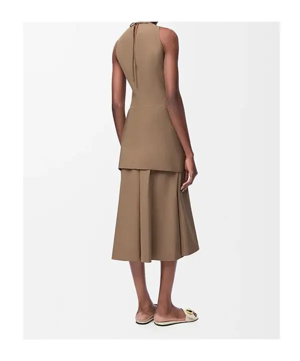 Loewe Sleeveless Wrap Dress With Keyhole And Lace-up Closure - Light Brown