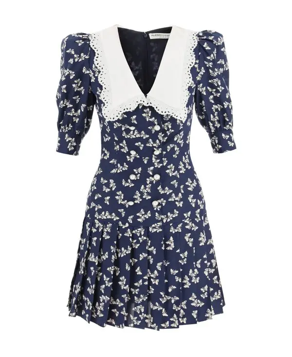 Alessandra Rich Butterfly Print Flared Minidress - Blue