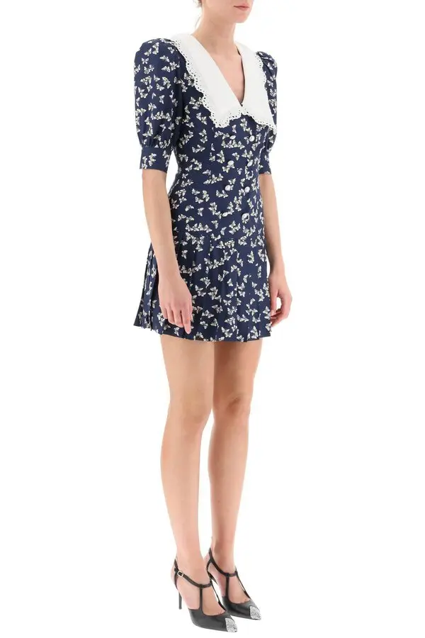Alessandra Rich Butterfly Print Flared Minidress