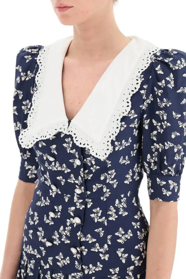 Alessandra Rich Butterfly Print Flared Minidress