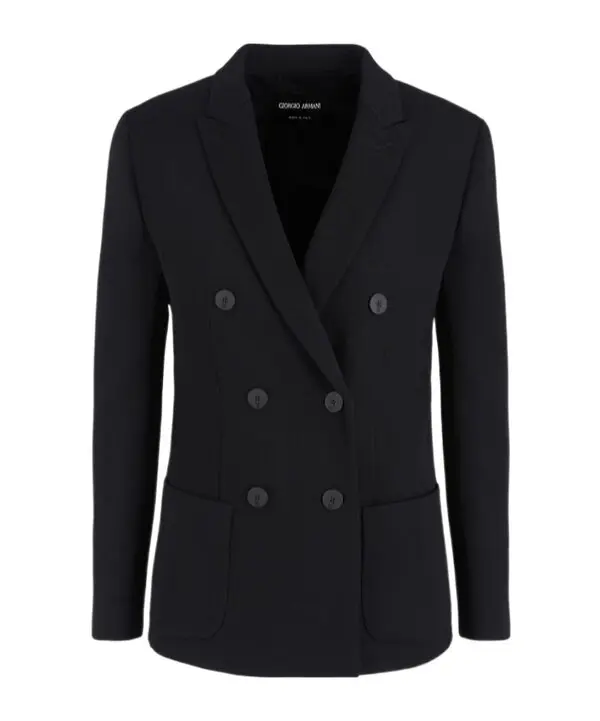 Giorgio Armani Double-breasted Stretch Blazer - Black