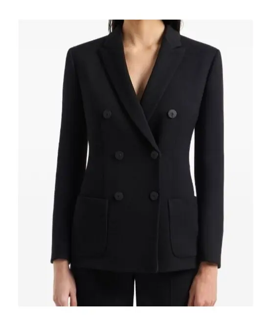 Giorgio Armani Double-breasted Stretch Blazer - Black