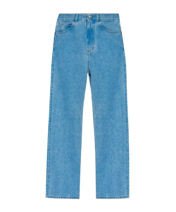Marni Logo Patch Straight Leg Jeans - Blue