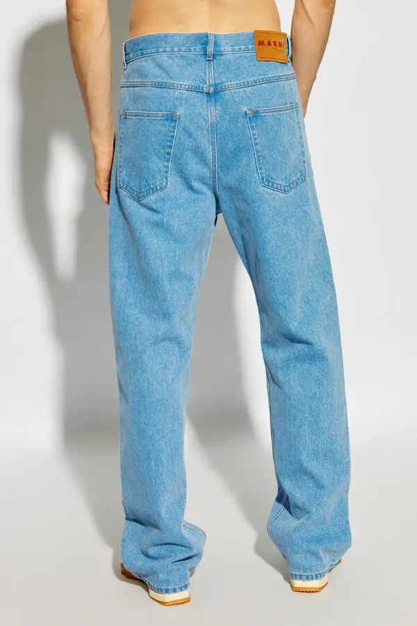 Marni Logo Patch Straight Leg Jeans - Blue