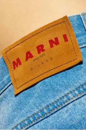Marni Logo Patch Straight Leg Jeans - Blue