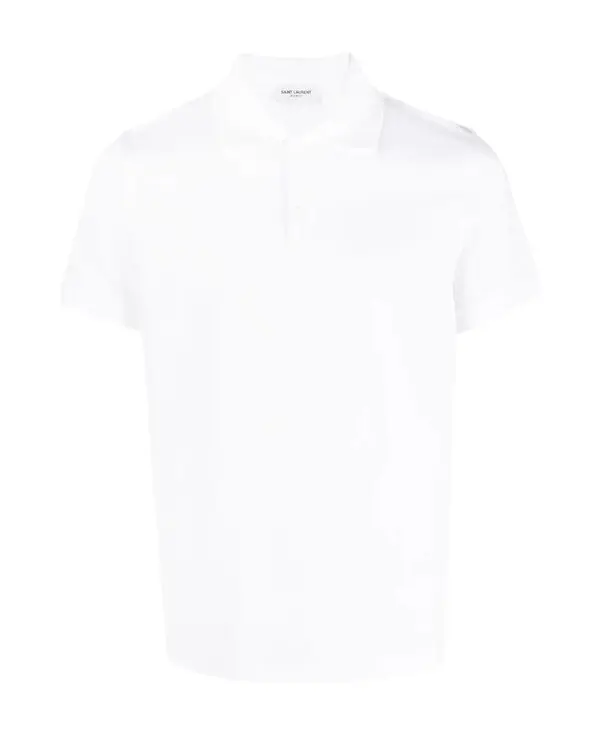 Saint Laurent Cassandre Logo Embroidered Polo Shirt - White